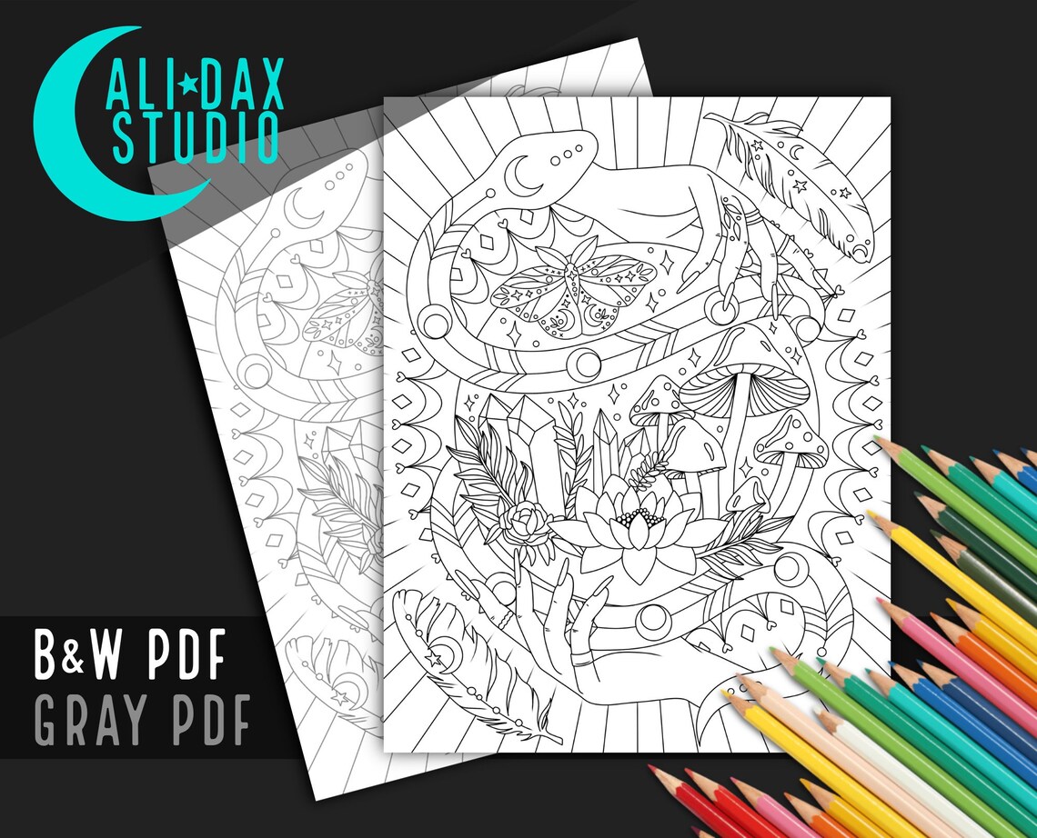 Magic Printable Coloring Page for Adults & Kids, Hand Drawn, Instant ...