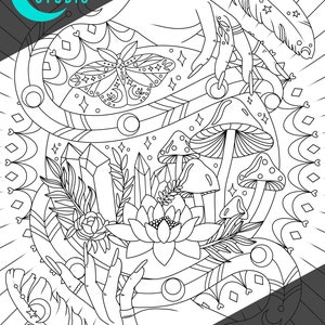 Magic Printable Coloring Page for Adults & Kids, Hand Drawn, Instant ...