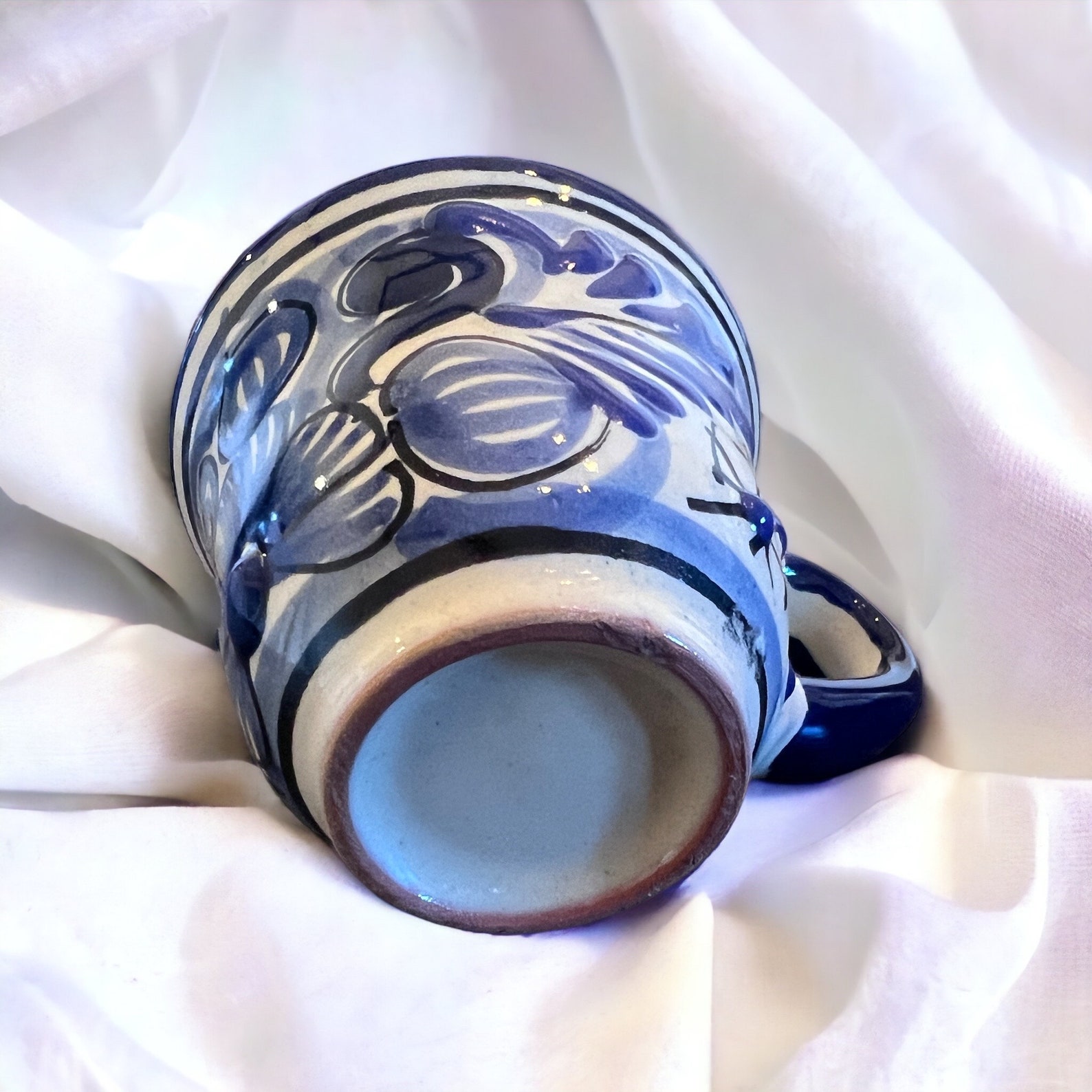 2 Qty Azul Expresso Cups With Saucers Handmade Talavera 2.36oz 70ml - Etsy