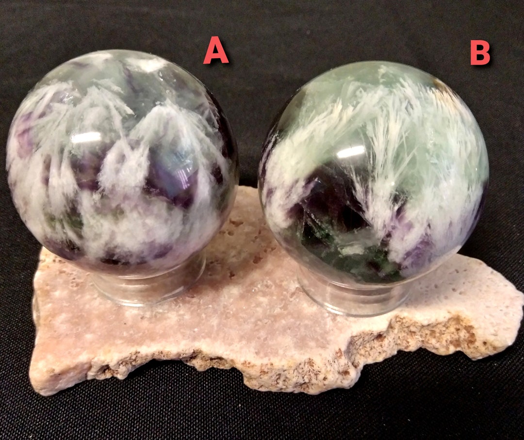 Snowflake Fluorite Spheres - Feather Fluorite - Etsy