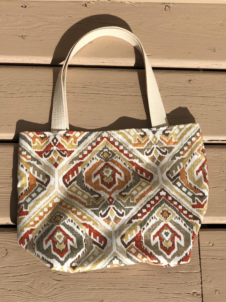 Mini Handmade Fabric Tote Bag, Small Book Bag, Child Size Tote, Lined ...