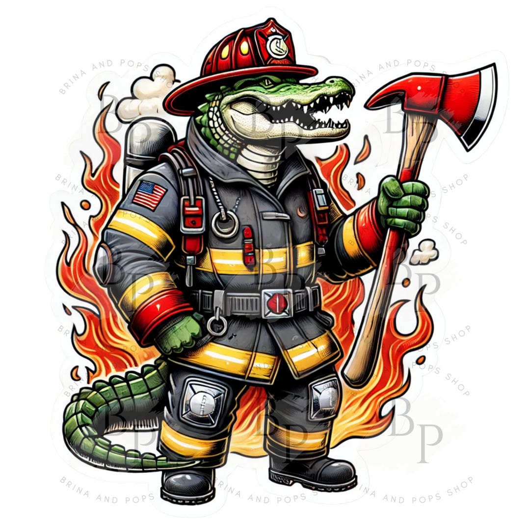 Courageous Alligator Firefighter PNG, Digital Download, PNG Files ...