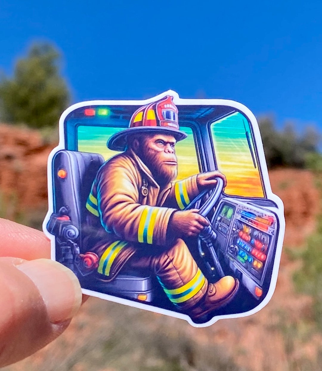 Bigfoot Firefighter Sticker: Heroic Engineer Vinyl Decal - Etsy