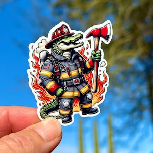 Alligator Firefighter Sticker, Alligator, Firefighter, Swamp, Gator ...