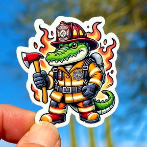 Alligator Firefighter Sticker, Alligator, Firefighter, Swamp, Gator ...