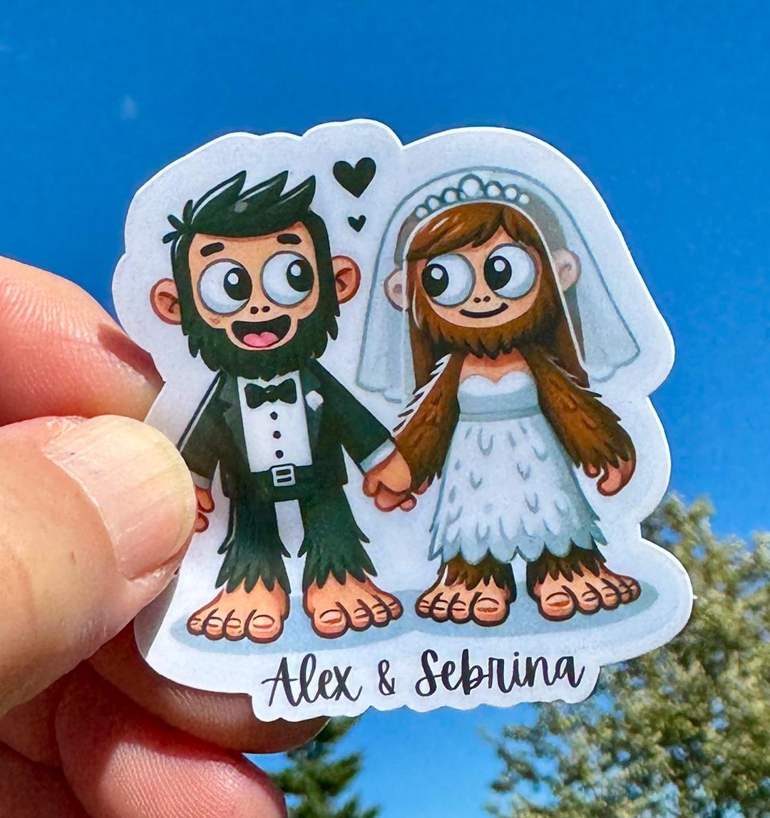 Custom Bigfoot Bride and Groom Sticker, Wedding, Bride and Groom ...