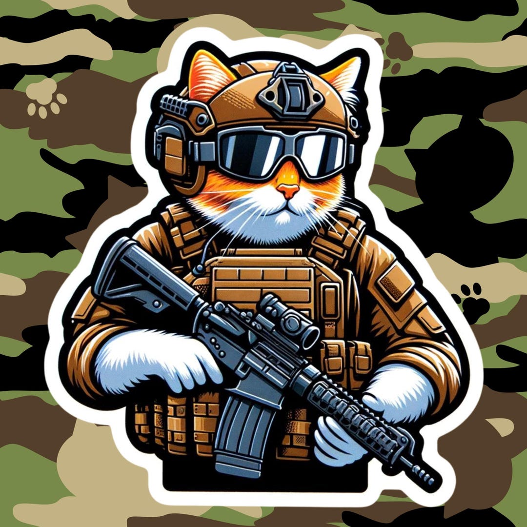 Tactical Cat Sticker, Cat, Tactical, Orange Cat, Operator, Tactical ...