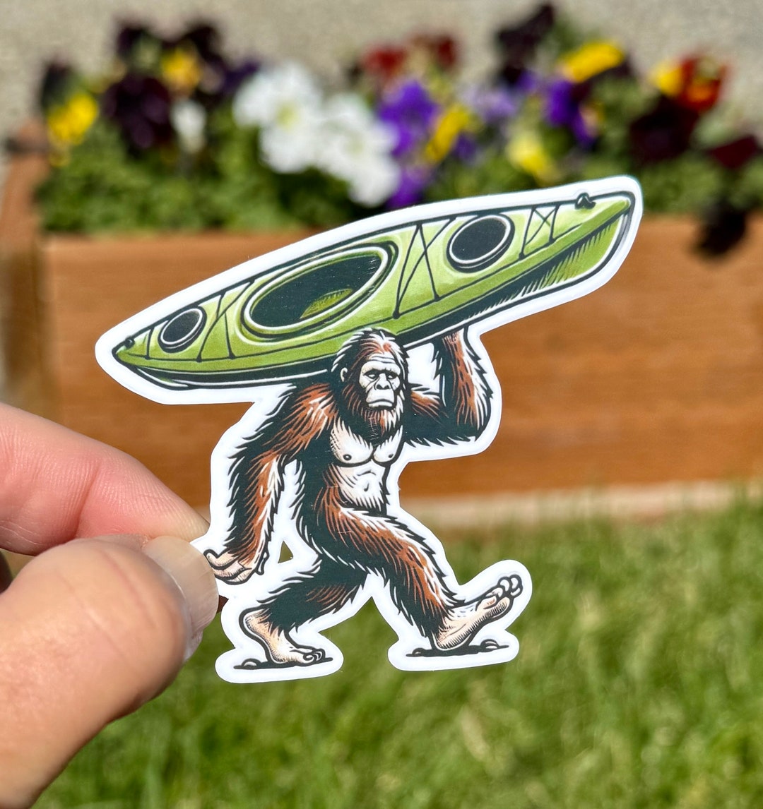 Bigfoot Carrying a Kayak Sticker, Bigfoot, Kayak, Bigfoot Kayak, River ...