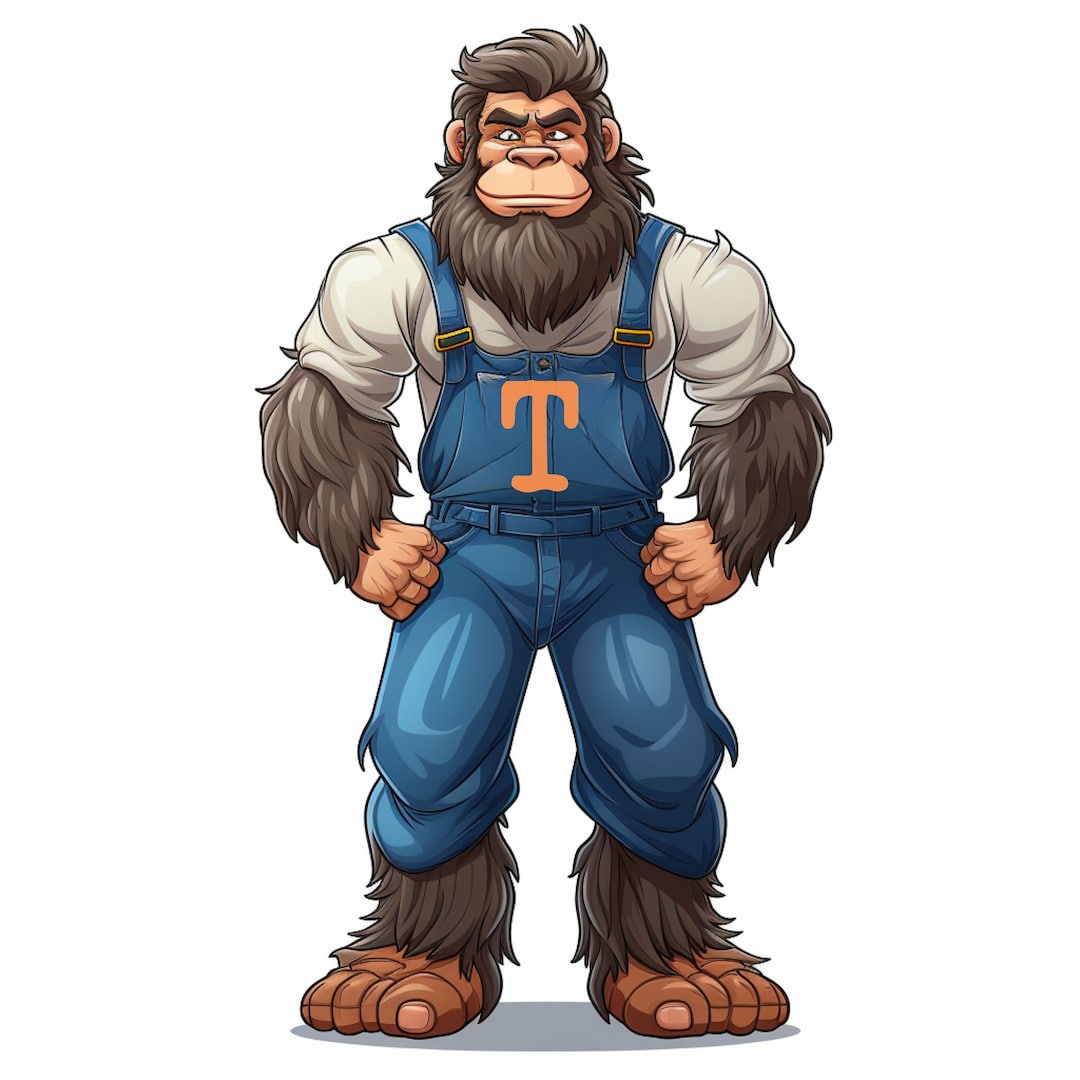 Bigfoot Tennessee Football Fan Bigfoot Wearing Overalls With - Etsy