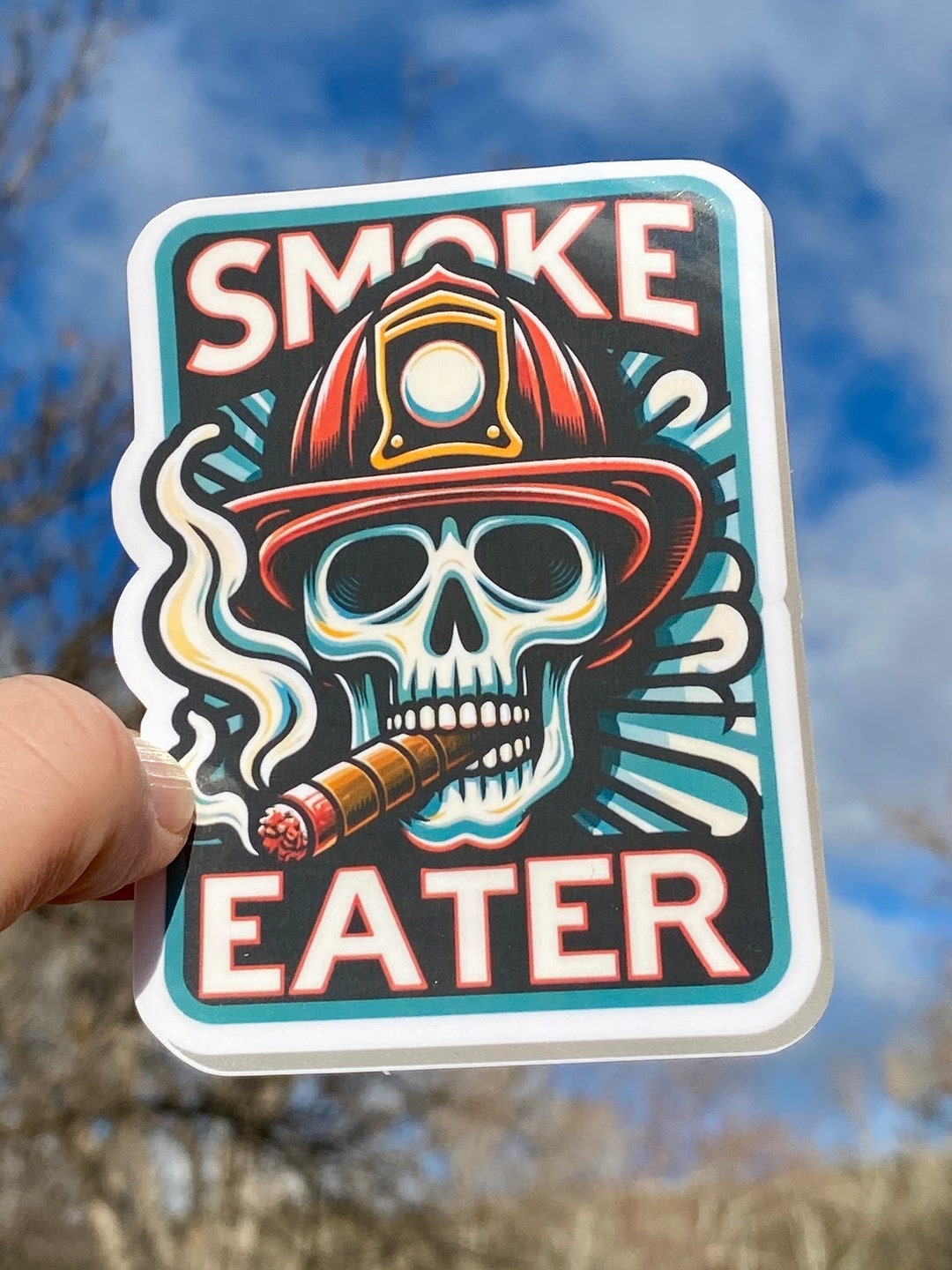 Smoke Eater Firefighter Sticker, Firefighter, Fireman Skull, Fireman ...