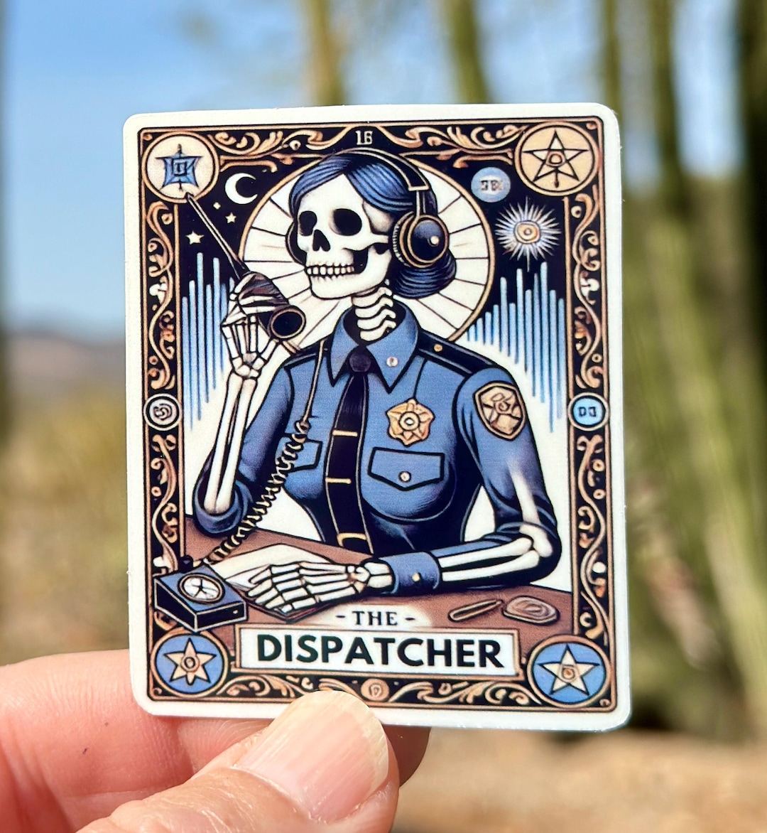 Tarot Card Inspired Skeleton Dispatcher Sticker, Dispatcher ...