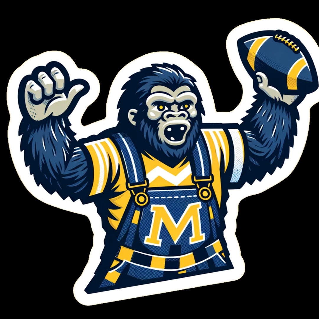 Bigfoot Wearing Blue and Yellow Checkered Overalls Sticker. Michigan ...