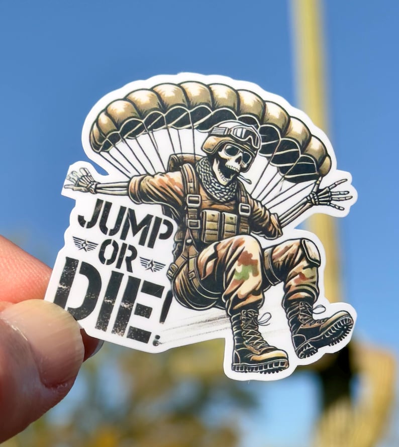 Skeleton Skydiver Sticker, Parachute, Paratrooper, Extreme Sports ...