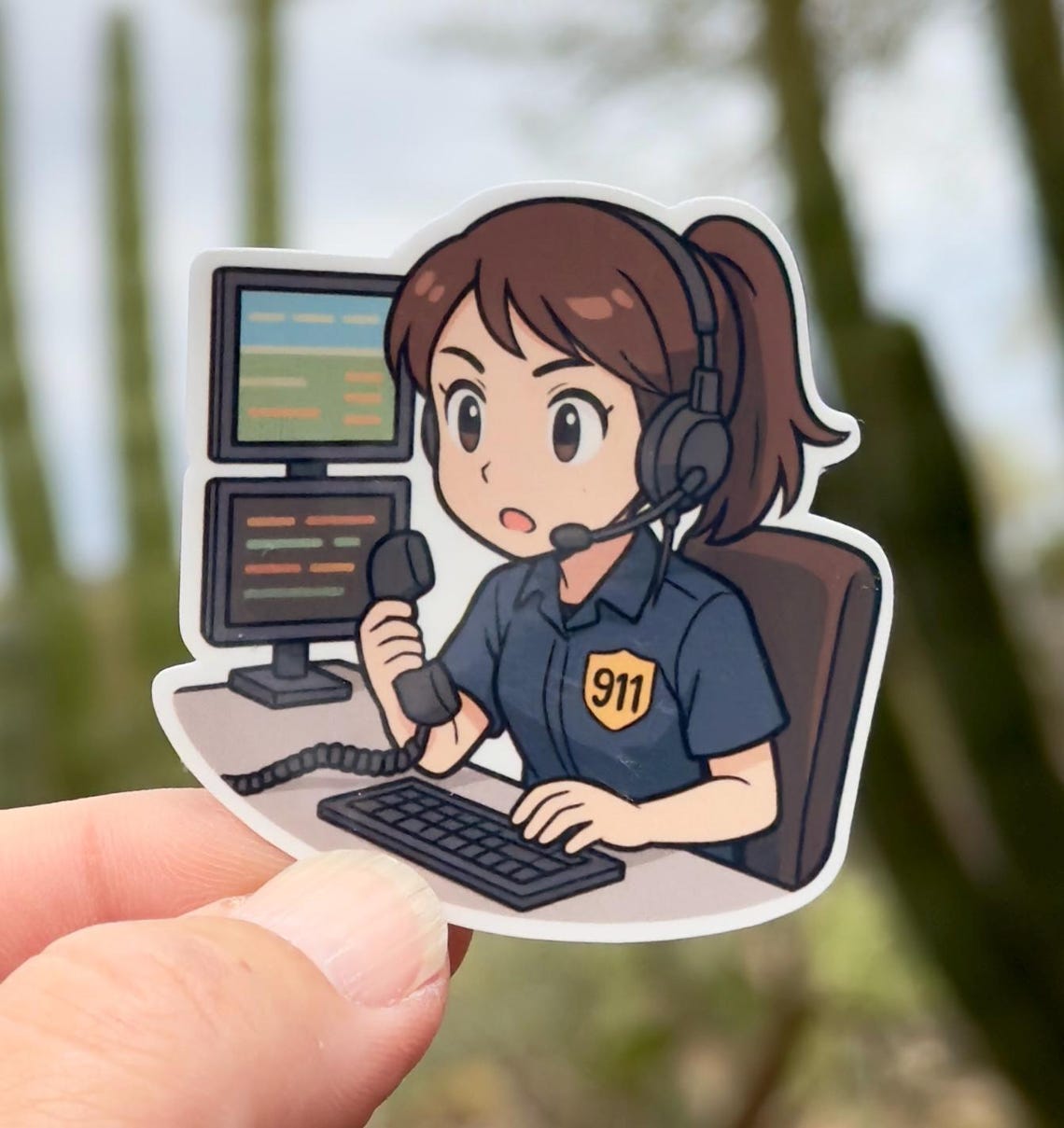 911 Dispatcher Sticker: Anime Emergency Operator Vinyl Decal - Etsy