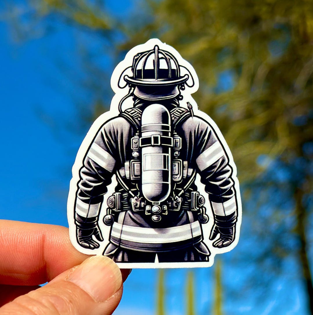 Firefighter Bunker Gear With SCBA Sticker, Firefighter, Bunker Gear ...