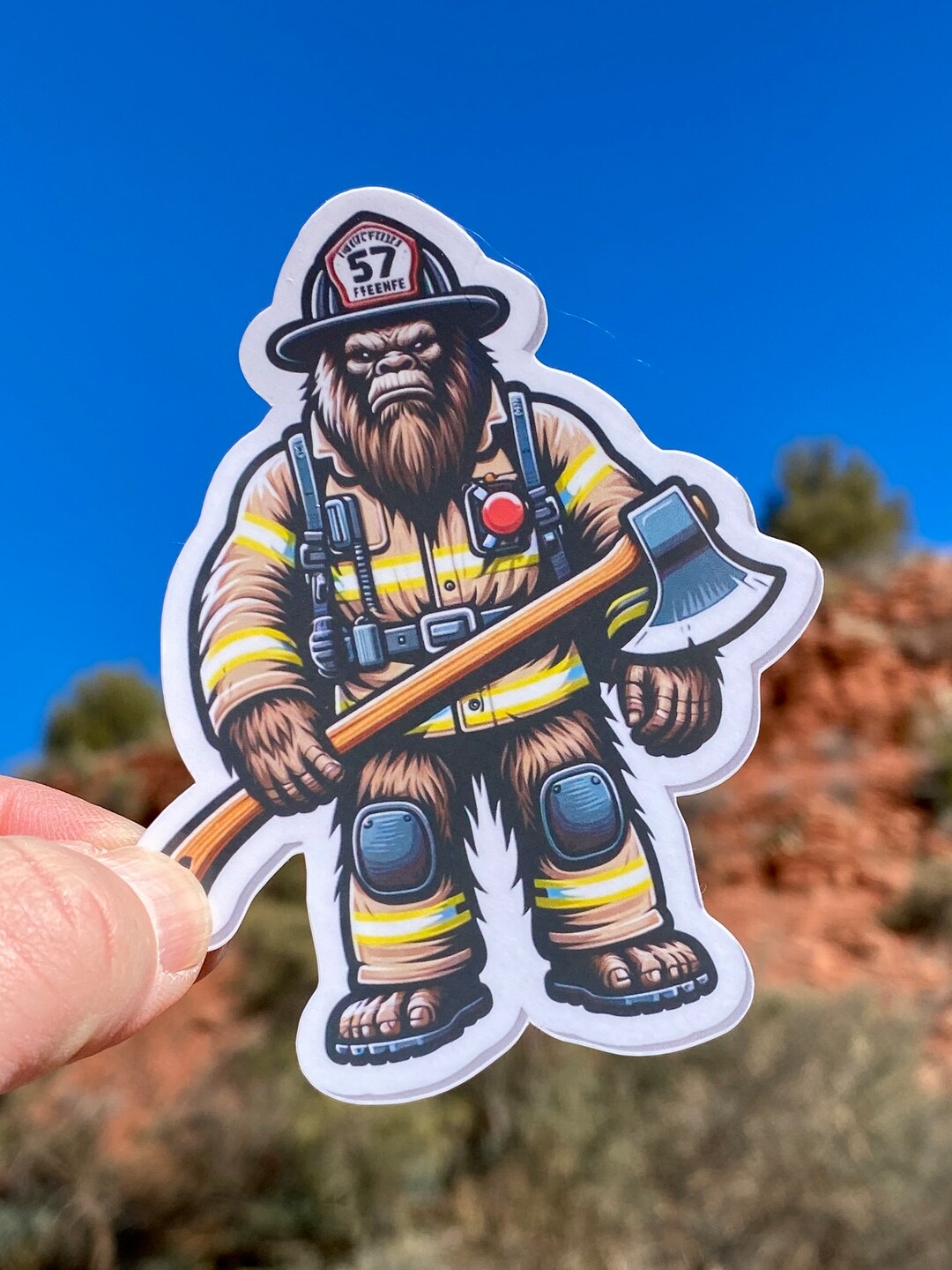 Bigfoot Sticker, Firefighter, Bunker Gear, Fireman, Ax, First Responder ...