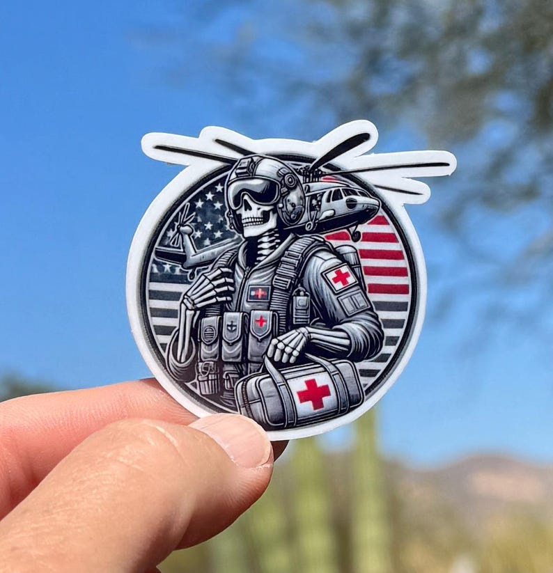 Skeleton Flight Medic Sticker, Paramedic, EMT, EMS, Emergency Services ...