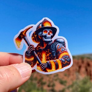 Skeleton Firefighter Lava Sticker, Firefighter, Bunker Gear, Fireman ...