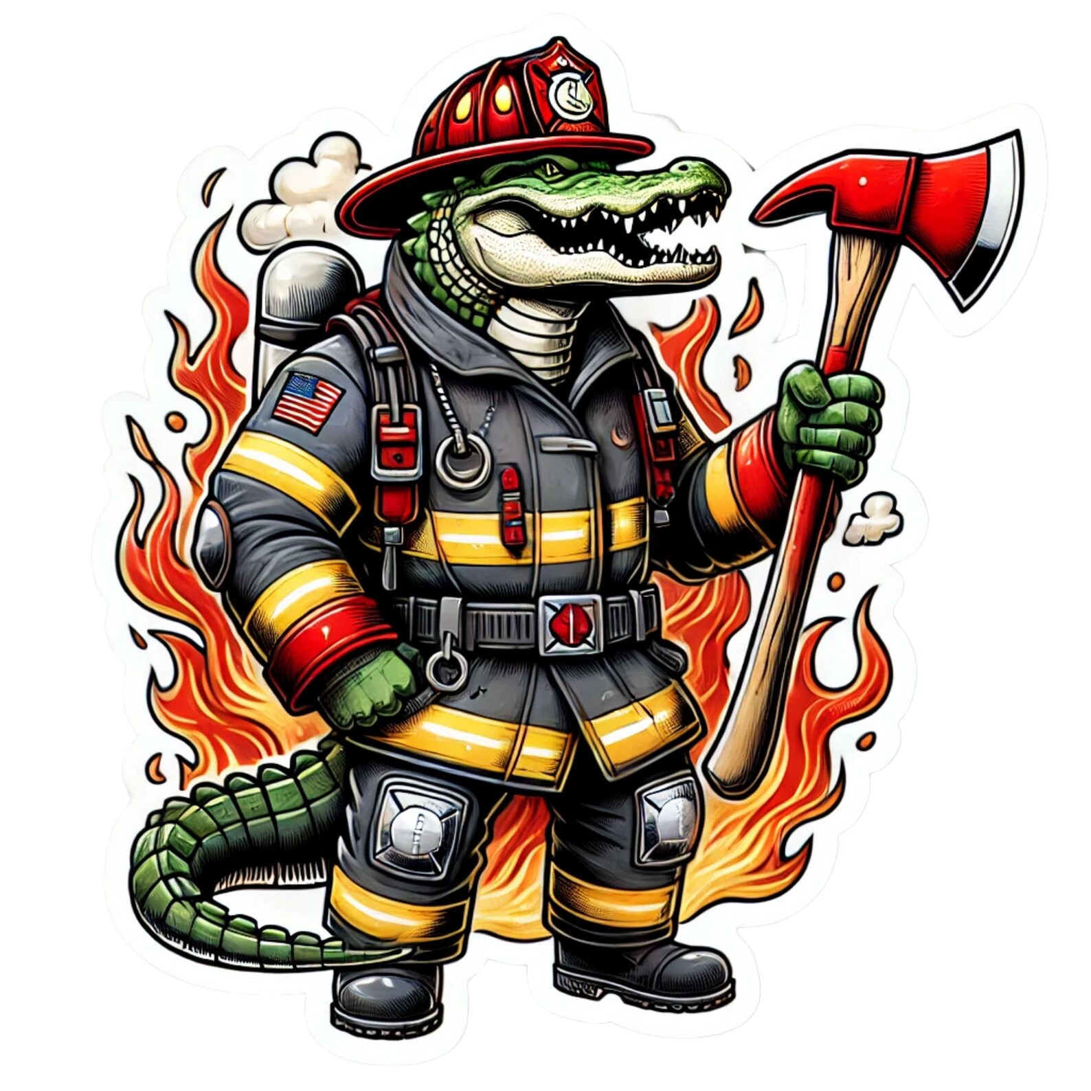 Alligator Firefighter Sticker, Alligator, Firefighter, Swamp, Gator ...
