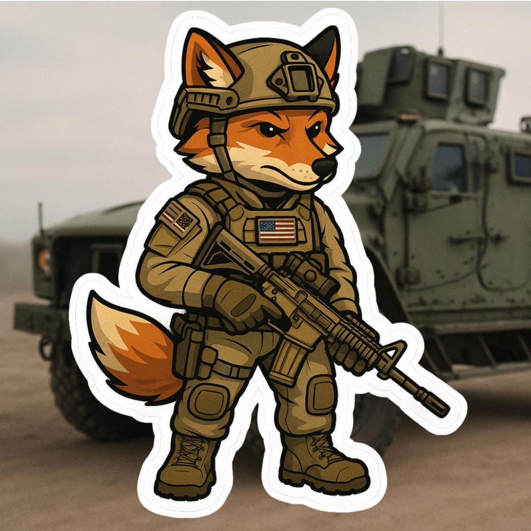 Tactical Fox Sticker • Sly Fox in Desert Tan Gear • Military Animal - Etsy
