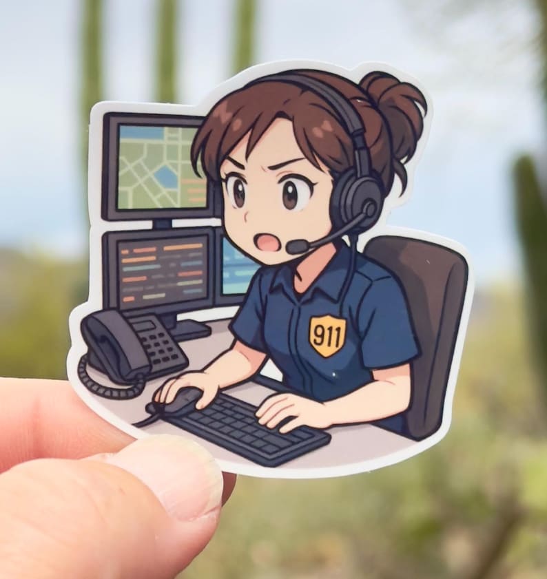 911 Dispatcher Sticker: Anime Emergency Operator Vinyl Decal - Etsy