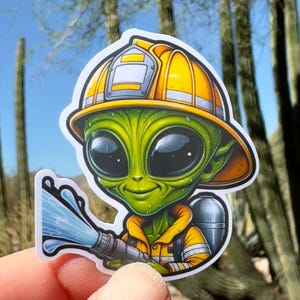 Alien Firefighter Sticker, Firefighter, Bunker Gear, Fireman, Fire ...