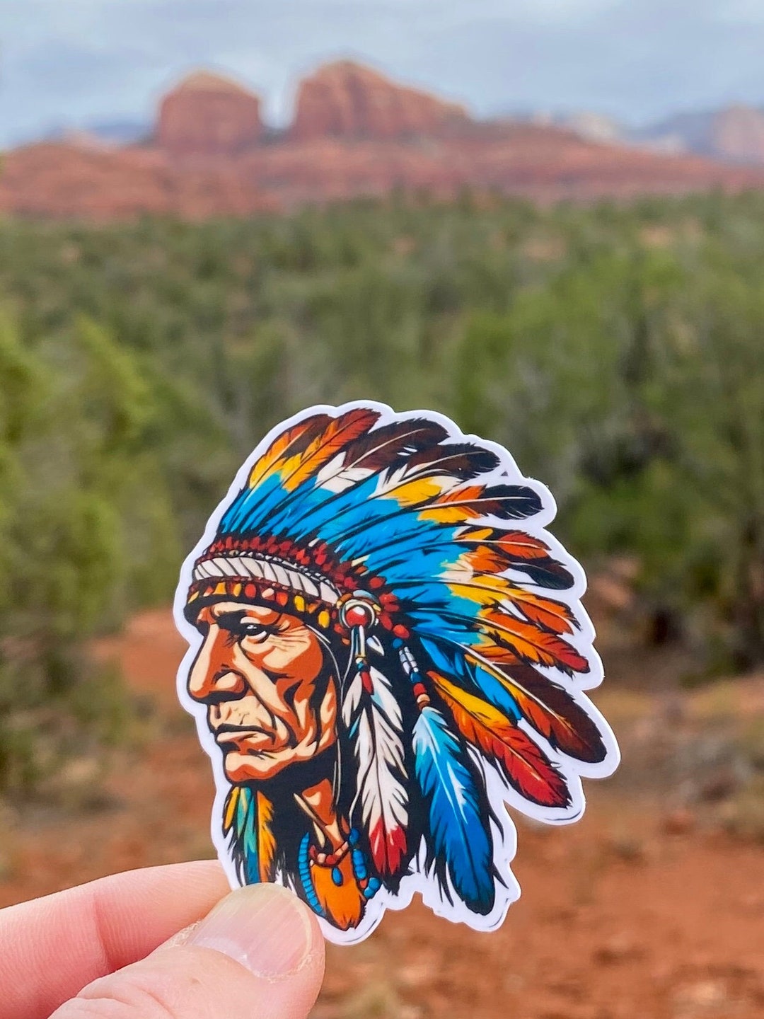 Colorful Native American Indian Chief Sticker, Chiefs, Headdress ...