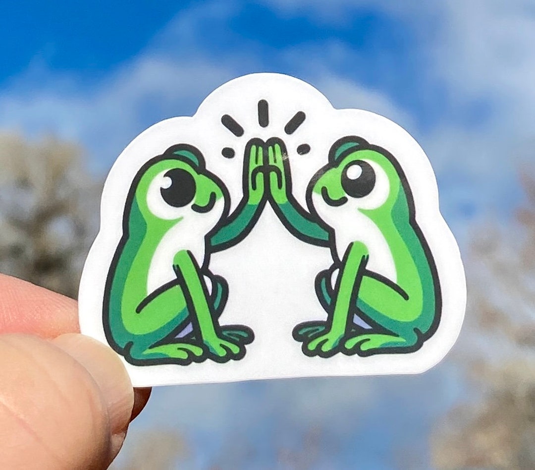 Frogs High Five Each Other Sticker, Frogs, High Five, Celebrate ...