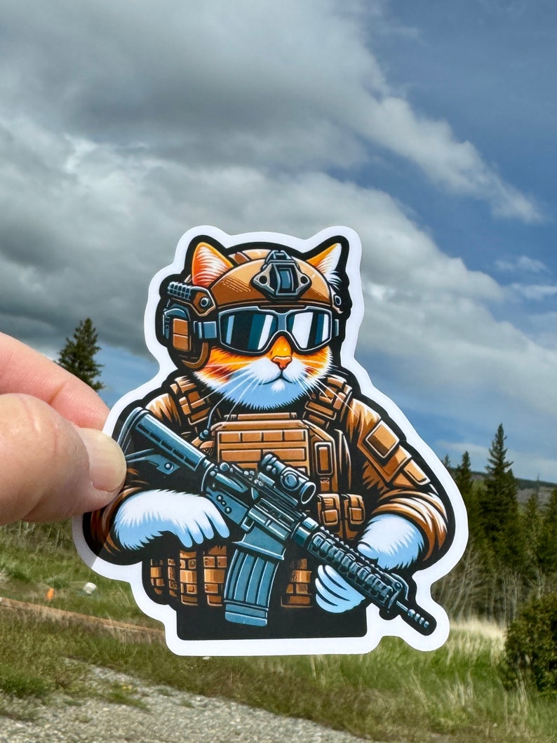 Tactical Cat Sticker, Cat, Tactical, Orange Cat, Operator, Tactical ...