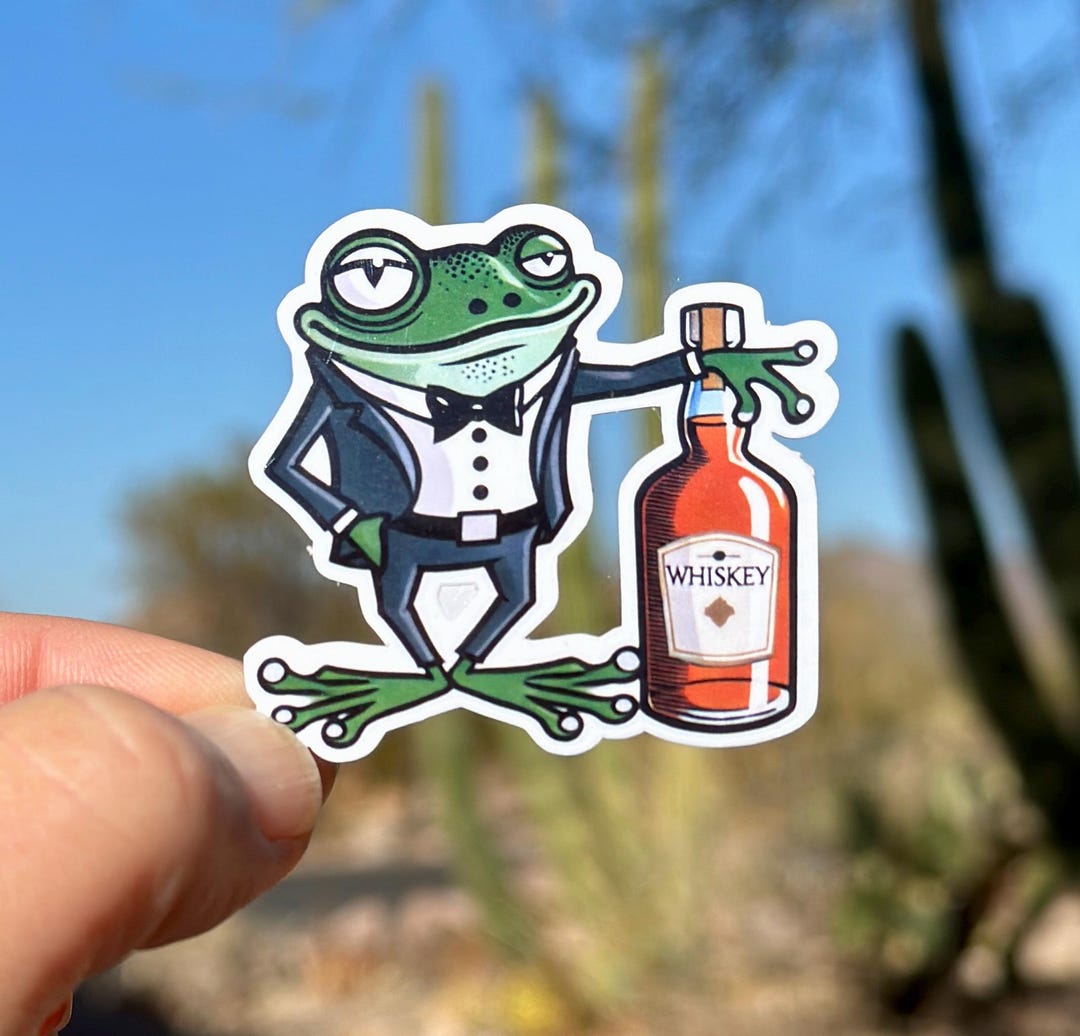 Fancy Frog With Whiskey Sticker, Frog, Whiskey, Sticker, Decal, Fancy ...