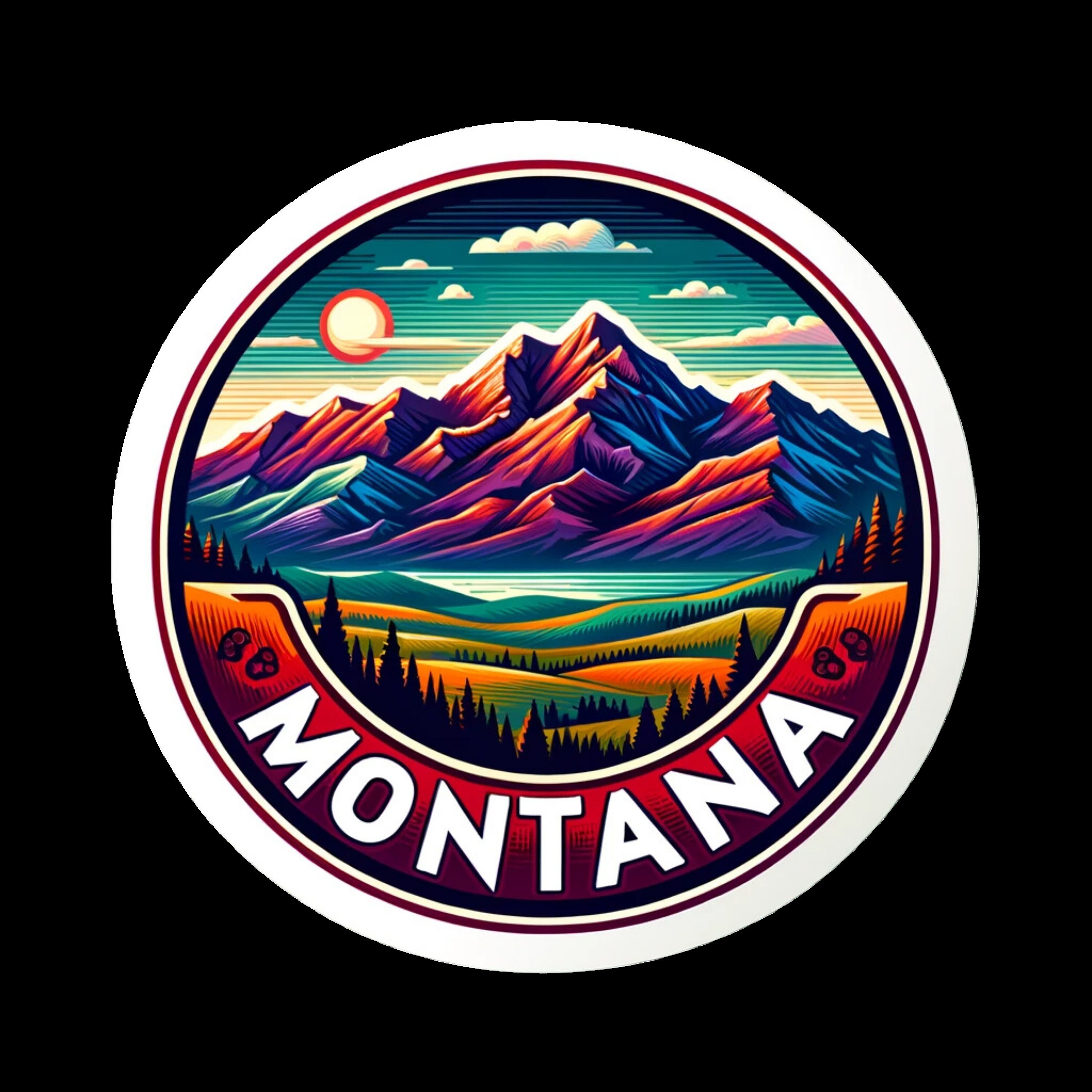Montana Mountain Landscape Sticker, Montana, Mountains, Adventure ...