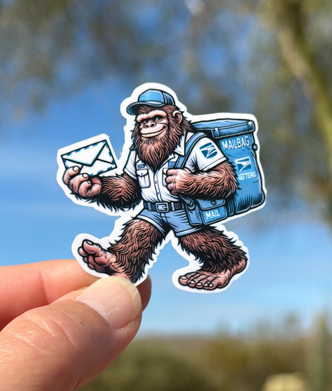 Bigfoot Mailman Sticker, Sticker, Postman, Mailman, Mail, Post Office ...