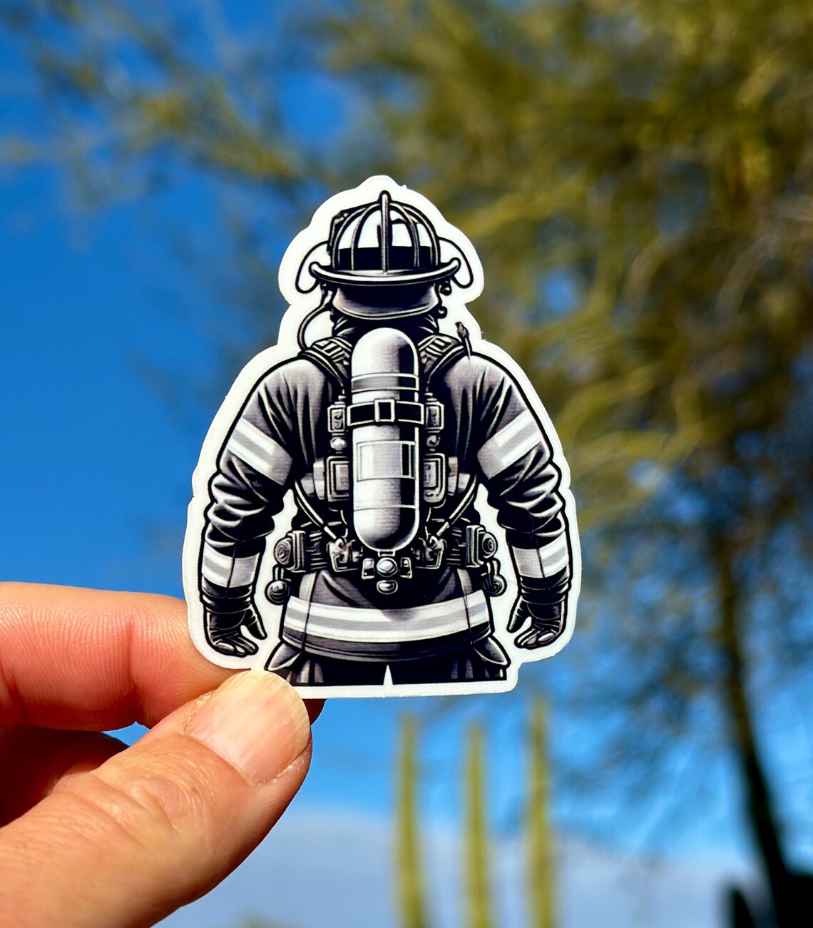 Firefighter Bunker Gear With SCBA Sticker, Firefighter, Bunker Gear ...