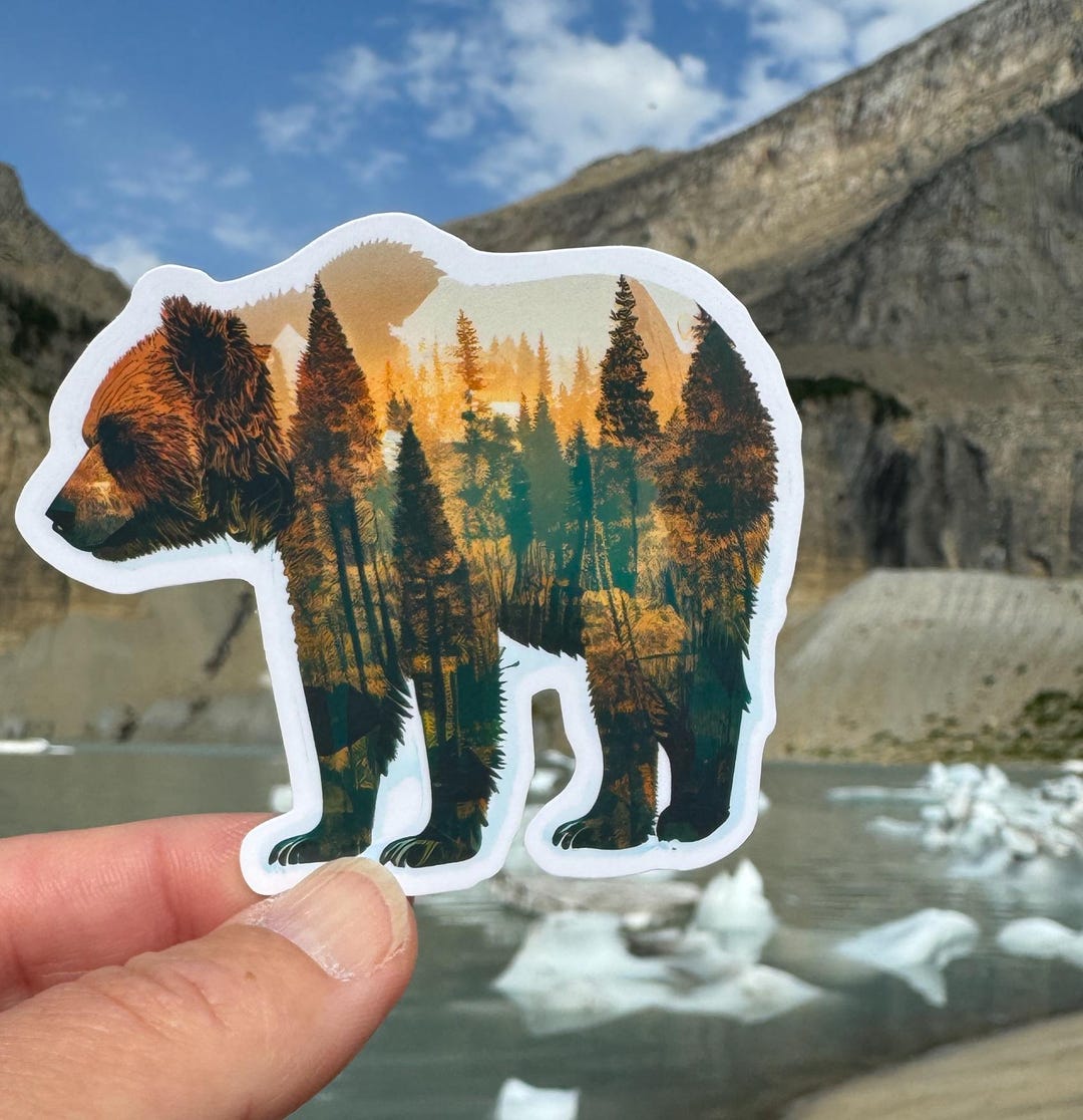 Bear Silhouette Nature Sticker, Bear, Hiking, Hiking Adventure, Animal ...