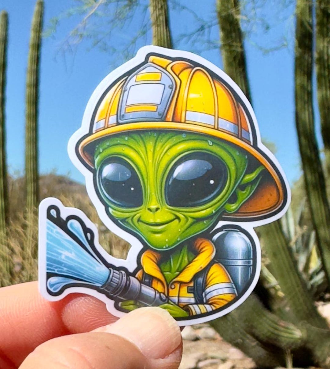 Alien Firefighter Sticker, Firefighter, Bunker Gear, Fireman, Fire ...