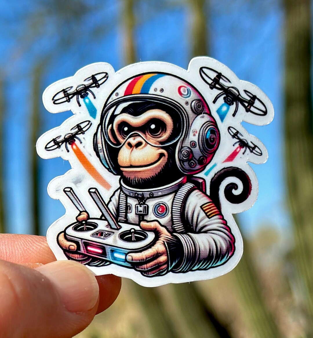 Monkey Drone Pilot Sticker, Drone, Drone Pilot, UAV, Pilot, Monkey ...