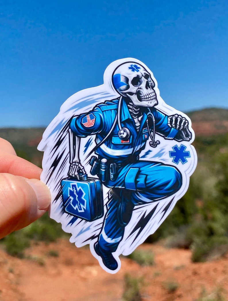 Skeleton Paramedic Sticker, Paramedic, EMT, EMS, Emergency Services ...