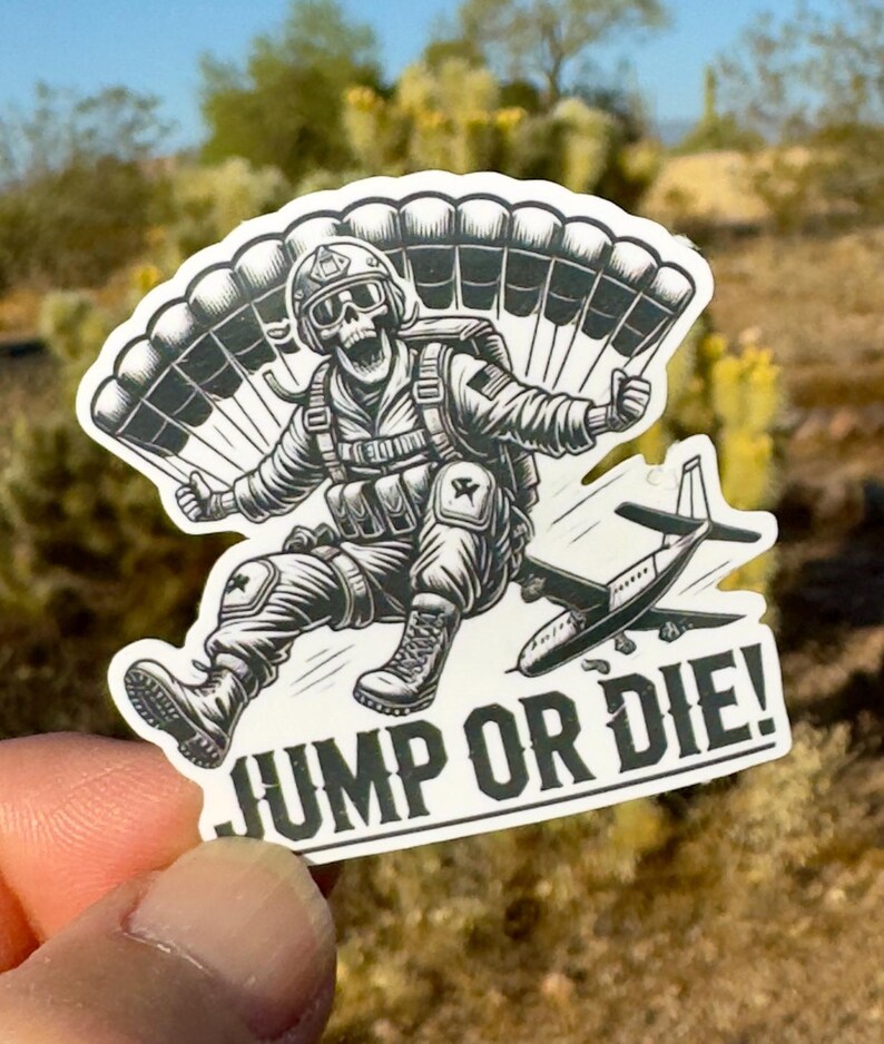 Skeleton Skydiver Sticker, Parachute, Paratrooper, Extreme Sports ...