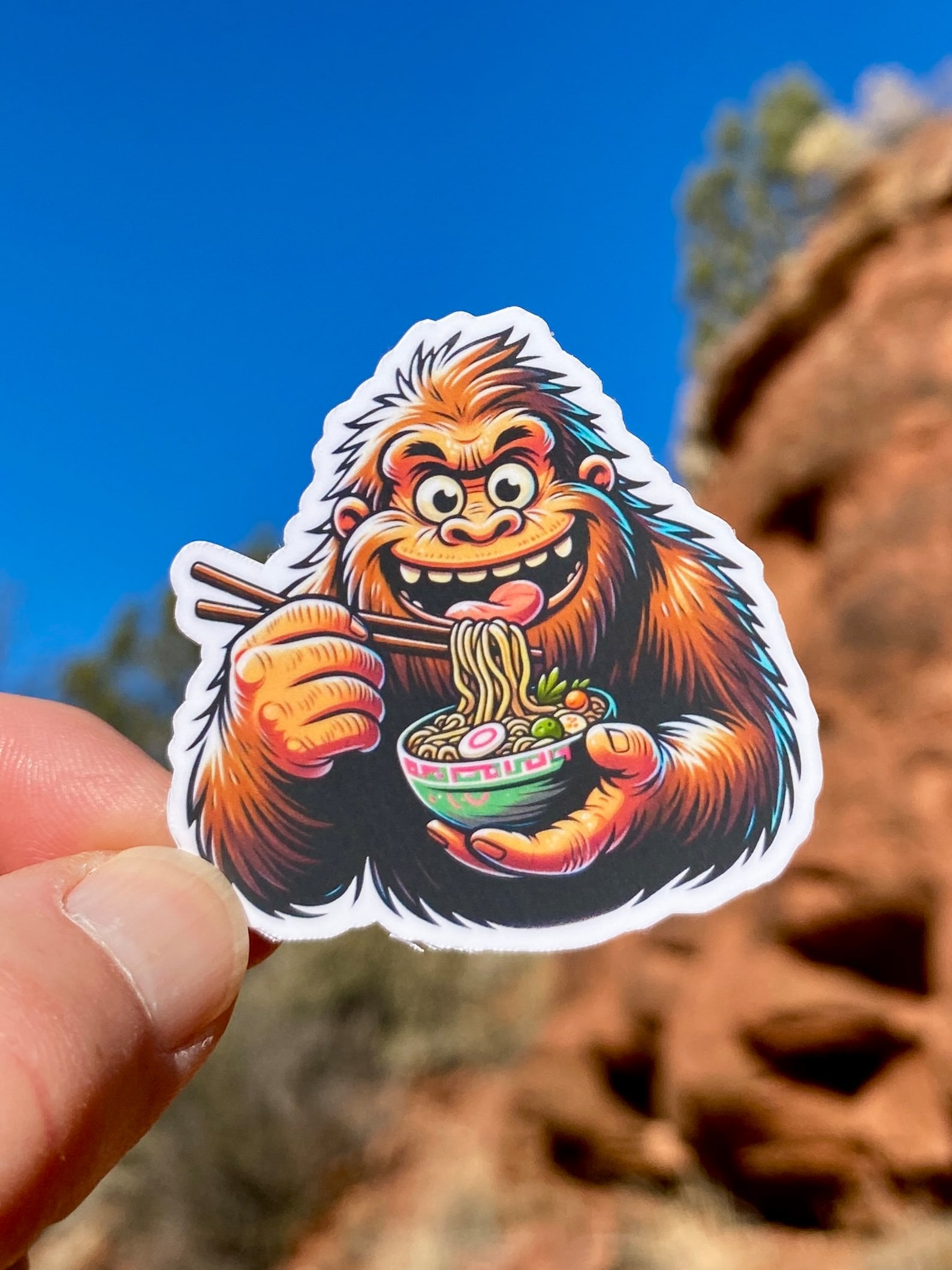 Bigfoot Eating Ramen Sticker, Bigfoot, Ramen, Asian Food, Ramen Noodles ...