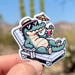 Retired/relaxing Alligator Sticker, Alligator, Retired, Relaxing ...