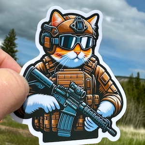 Tactical Cat Sticker, Cat, Tactical, Orange Cat, Operator, Tactical ...