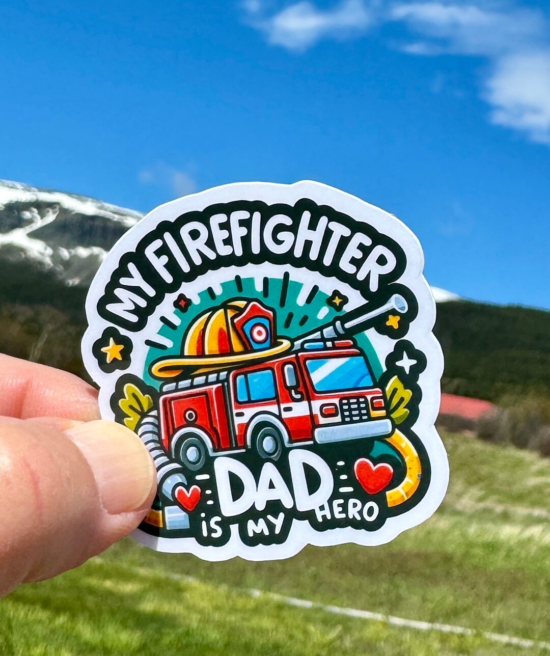 Firefighter Dad Hero Father's Day Sticker, Firefighter, Fireman, Hero ...