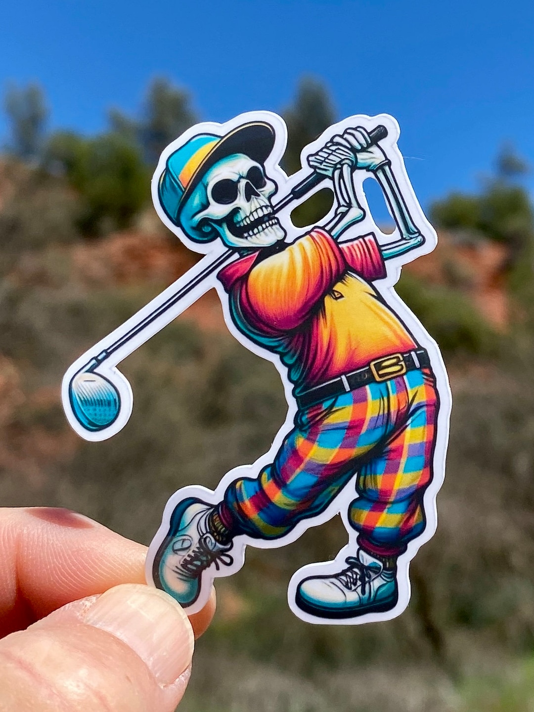 Skeleton Golfing Sticker, Golfer, Golfing, Golf Club, Golf Sticker ...