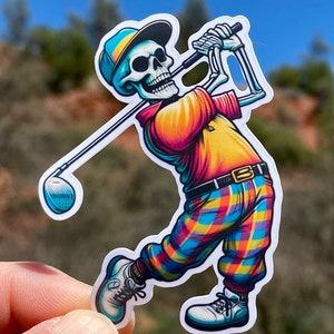 Skeleton Golfing Sticker, Golfer, Golfing, Golf Club, Golf Sticker ...