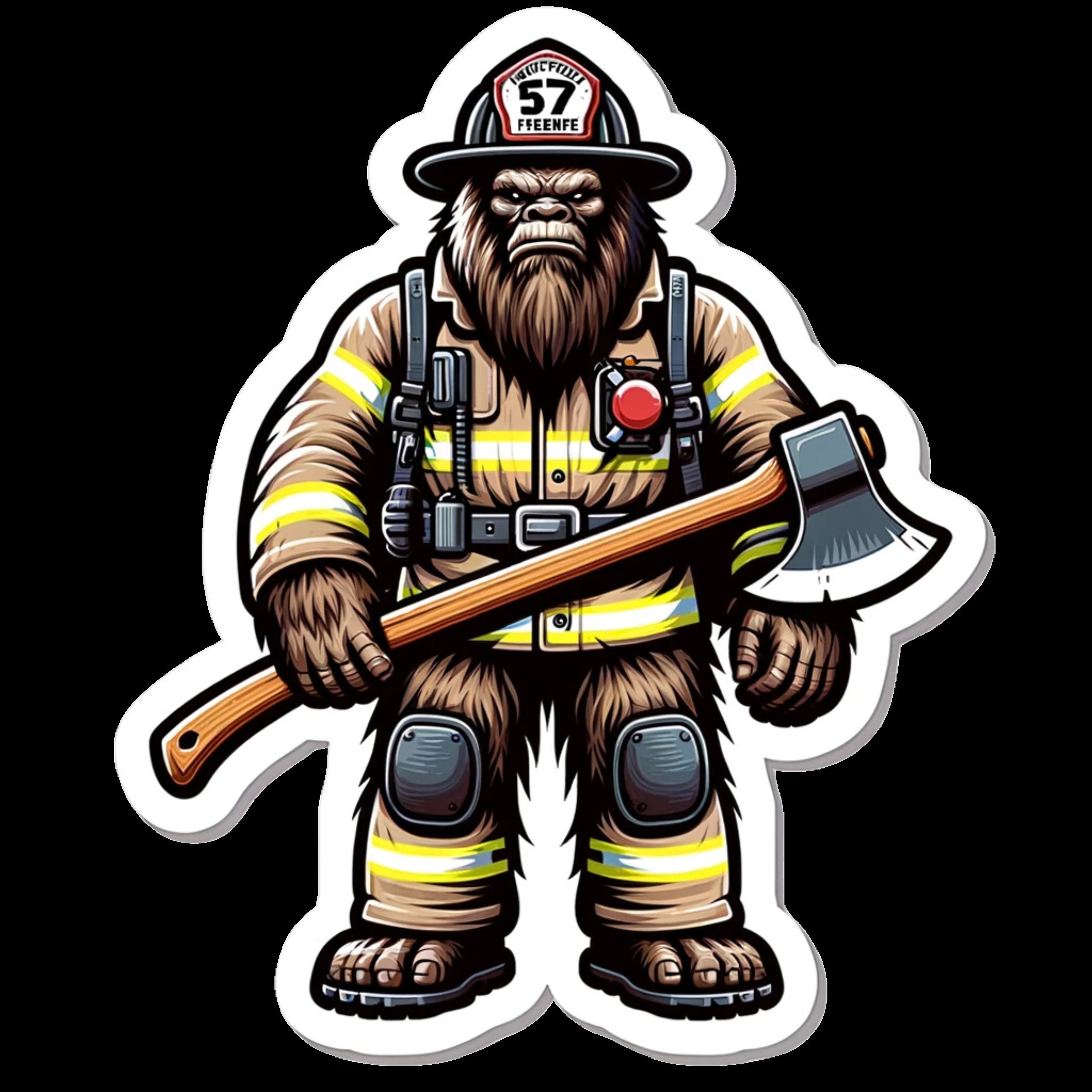 Bigfoot Sticker, Firefighter, Bunker Gear, Fireman, Ax, First Responder ...