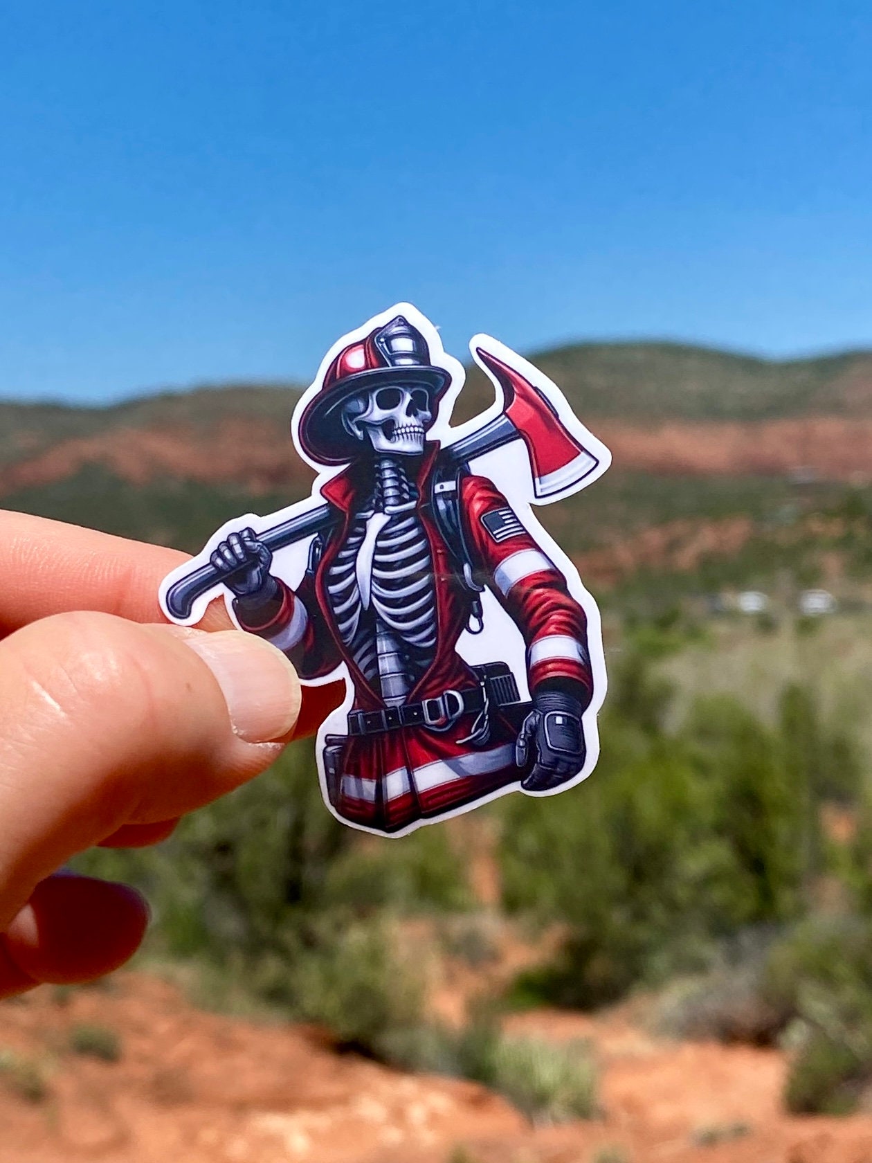 Female Skeleton Firefighter Sticker, Firefighter, Female Firefighter ...