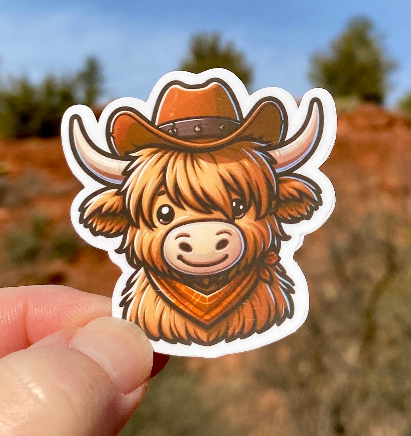 Highland Cow Cowboy Sticker, Highland Cow, Cow, Sticker, Decal, Farm ...