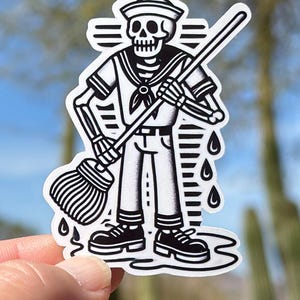 American Traditional Style Skeleton Sailor Sticker, Sailor, Navy ...