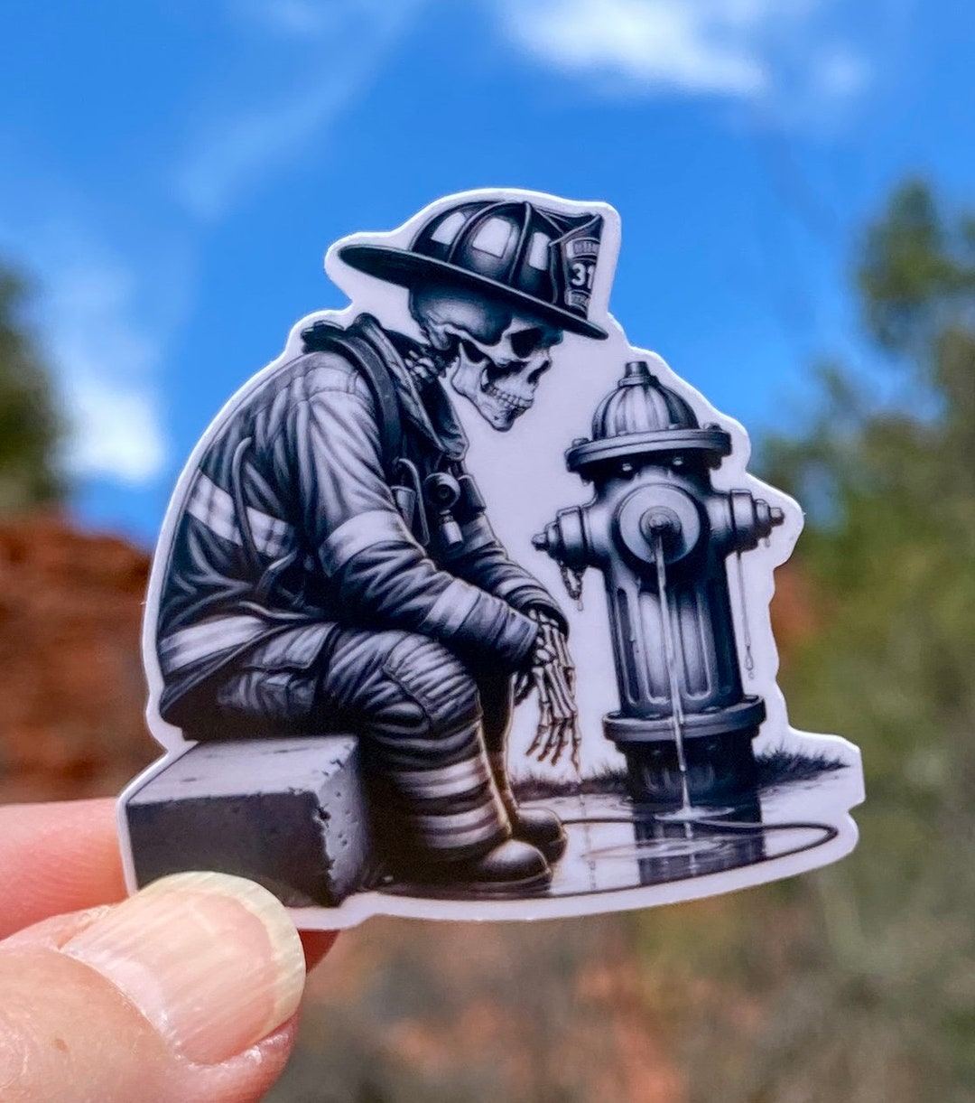 Skeleton Firefighter Sticker: Weary Hero, Bunker Gear Vinyl Decal - Etsy