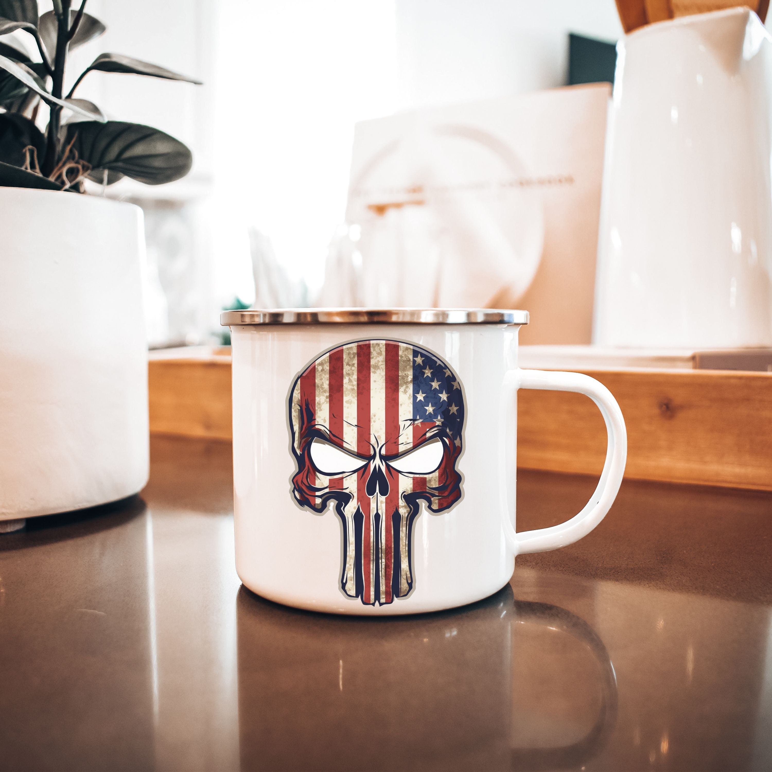 Patriotic Skull Sticker American Skull America 4th of July - Etsy